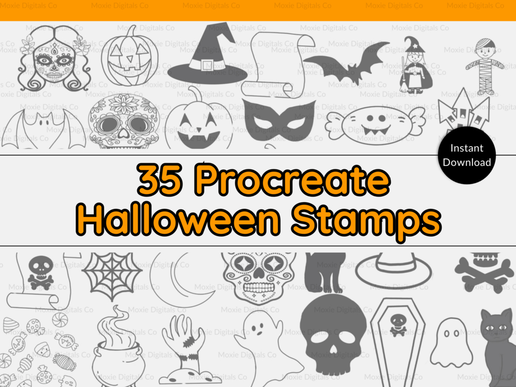 35 Procreate Halloween Stamps | Spooky Digital Brushes for iPad Art ...