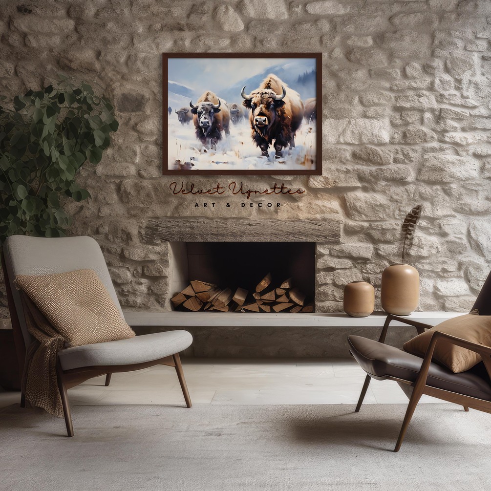 Wild Spirit: American Bison Herd Charging Through Misty Mountain ...