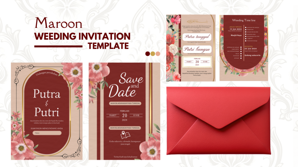 MAROON INVITATION CARD TEMPLATE