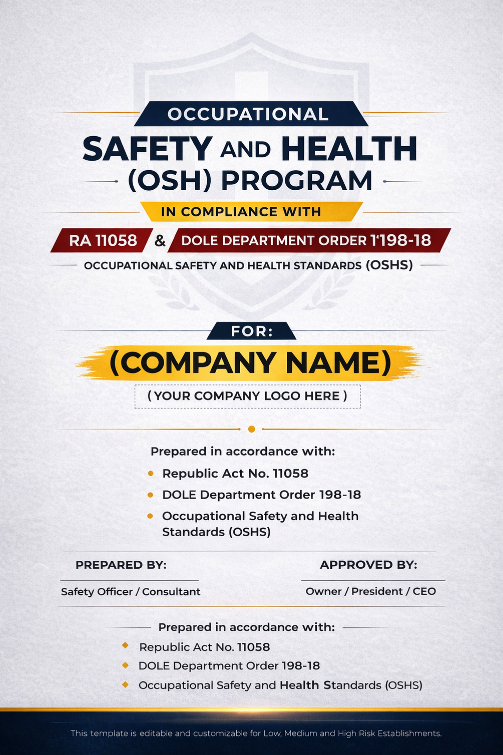 DOLE Template Occupational Safety and Health (OSH) Program
