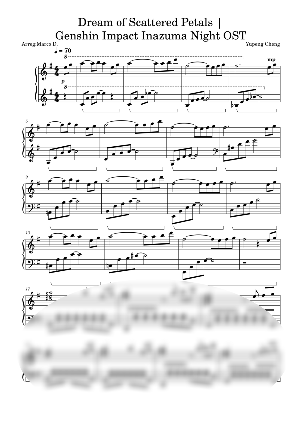 Dream of Scattered Petals | Genshin Impact Inazuma Night OST SHEET + MIDI