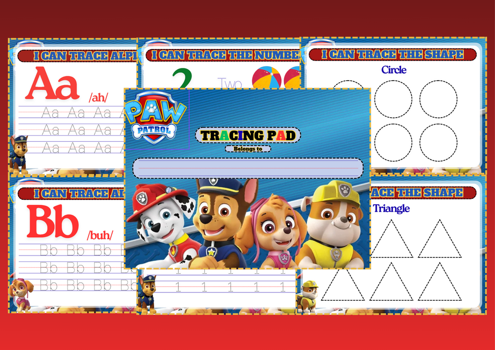 ALPHABET AND NUMBER TRACING PAD with PAW Patrol design - Good for ...