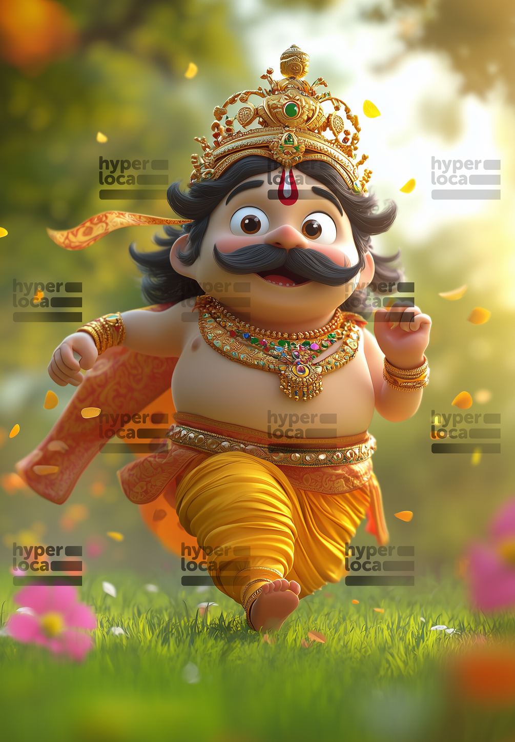 Vibrant Maveli Mahabali Stock Illustration - Onam Festival Art a7
