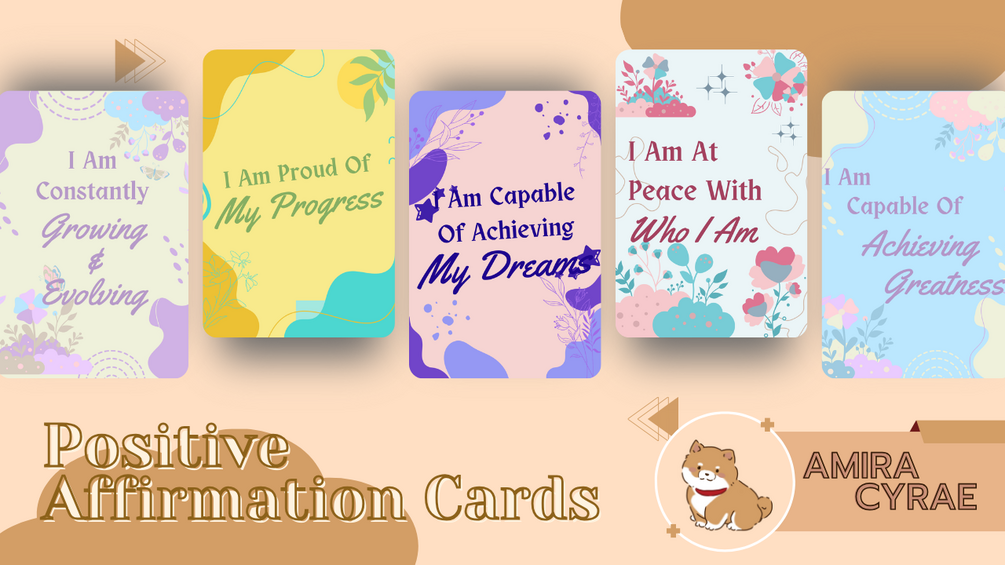 50 Positive Affirmation Cards | Canva Template | w/Resell Rights (MRR)