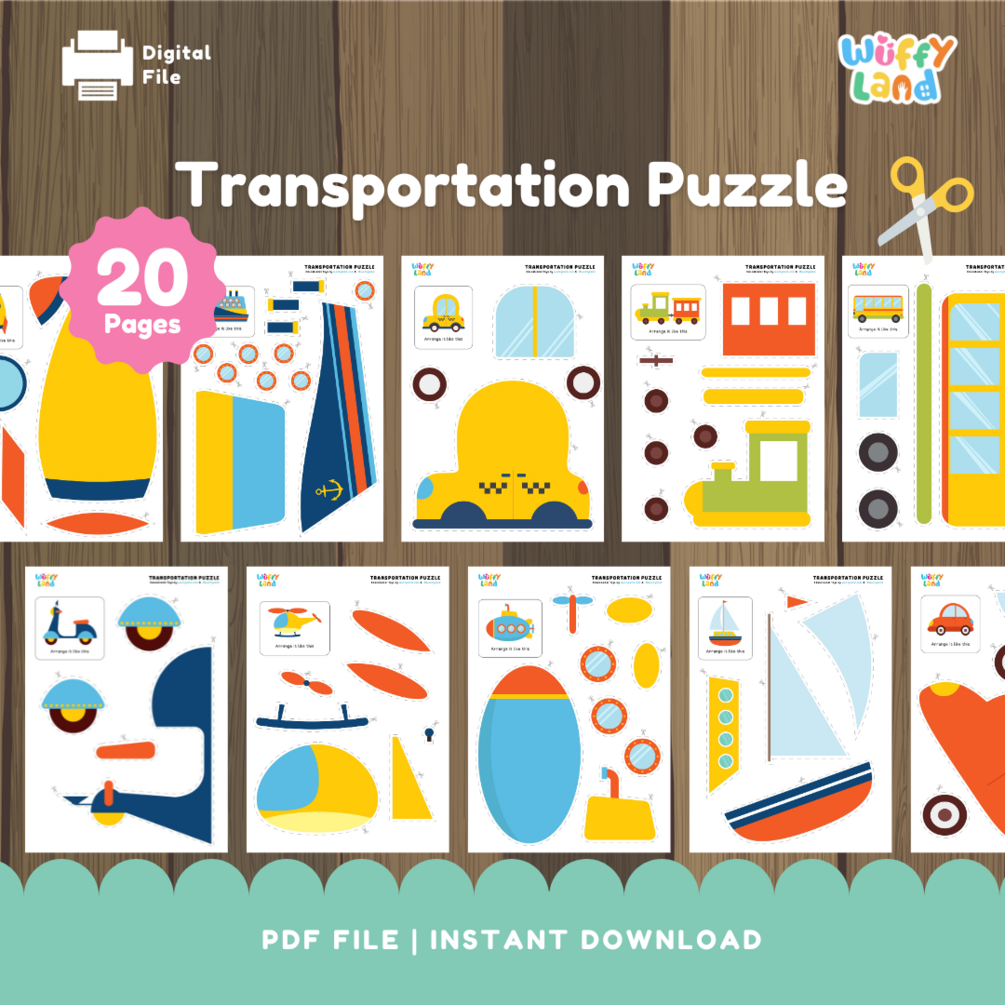 Transportation Puzzle Printable - Fun Kids Activity Educational ...