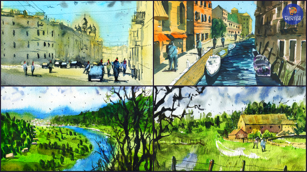 Simplifying Your Painting: Sketch and Paint 5 Complex Watercolor Landscapes