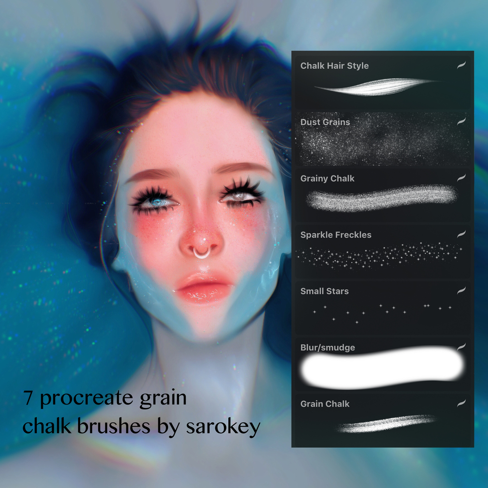 7 grain and chalk procreate brushes by sarokey