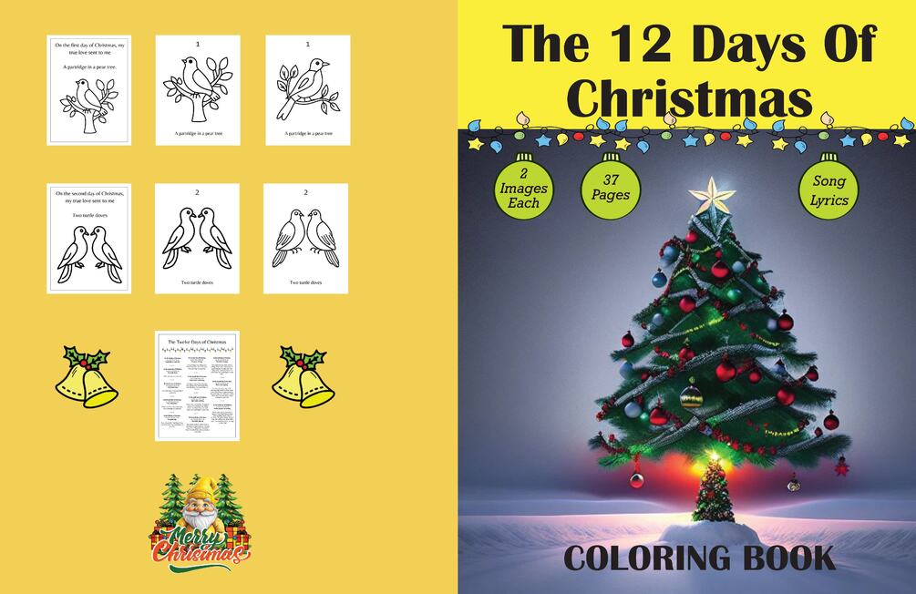 12 Days of Christmas Coloring Pages: A Christmas Coloring Activity Book ...