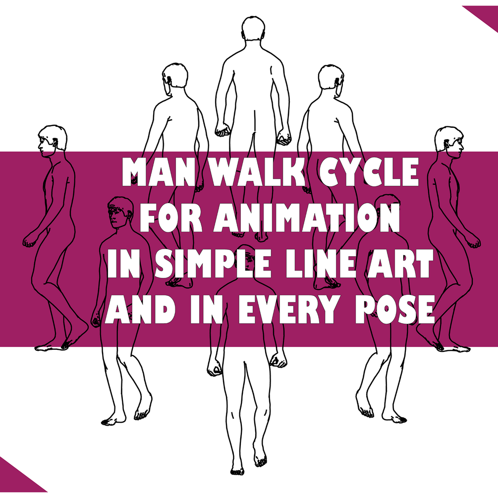 Male Walk Cycle in All Poses. SVG and PNG File Types.