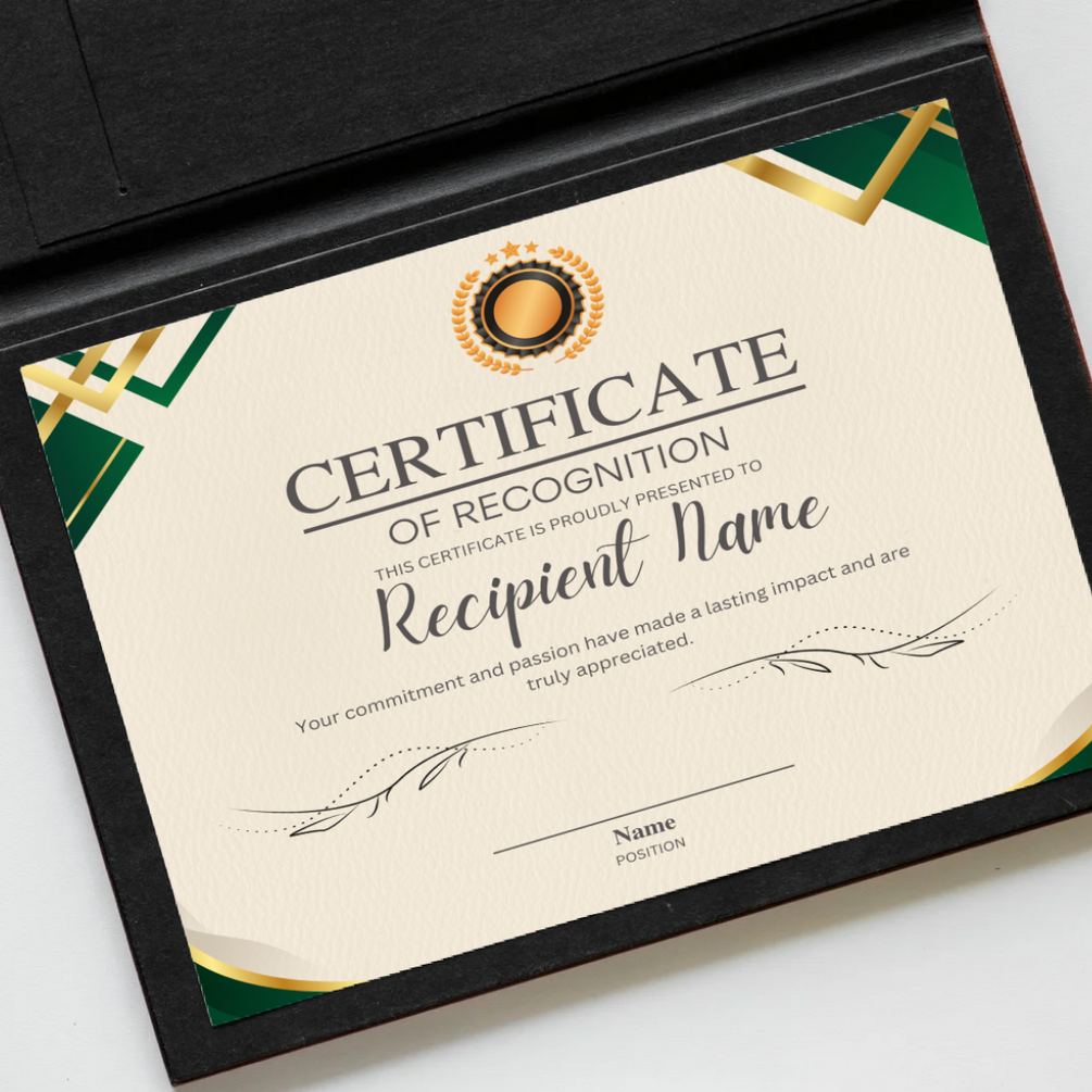 Certificate of Recognition Template | Elegant Printable Award ...