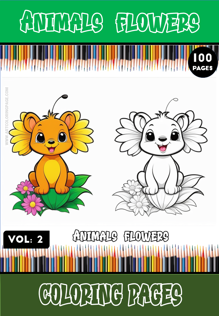 Explore the Beauty of Nature with Animal Flower Coloring Pages Vol - 2!