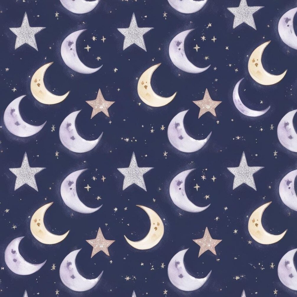 Celestial Gold Navy Digital Paper | Moon and Stars Printable | Night ...