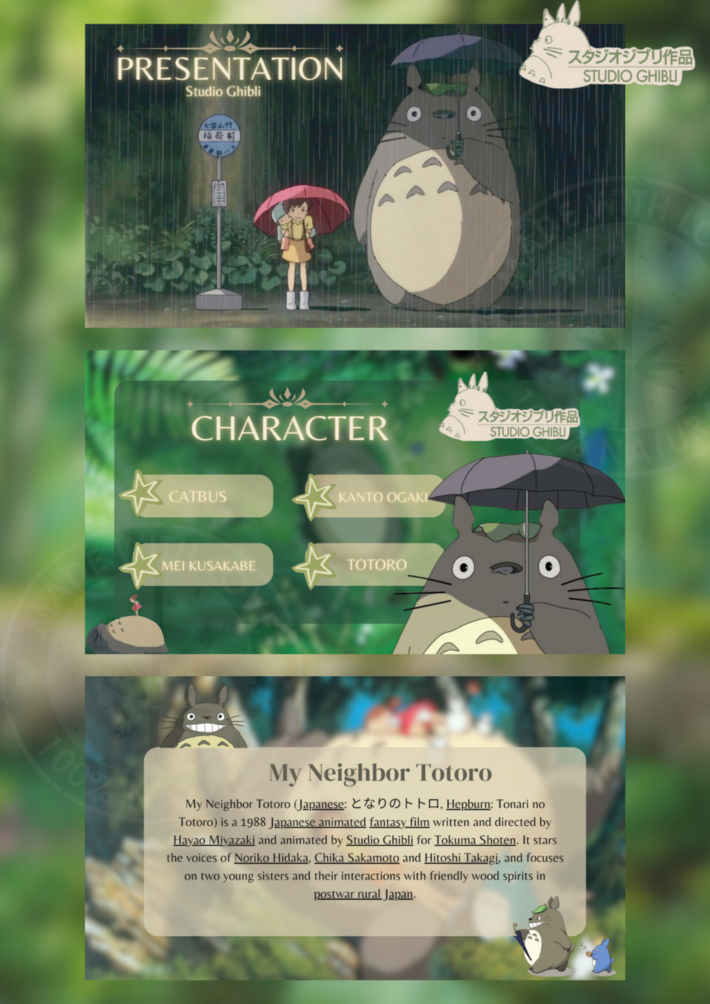 PPT My Neighbor Totoro | Presentation Studio Ghibli Theme | Canva Pro