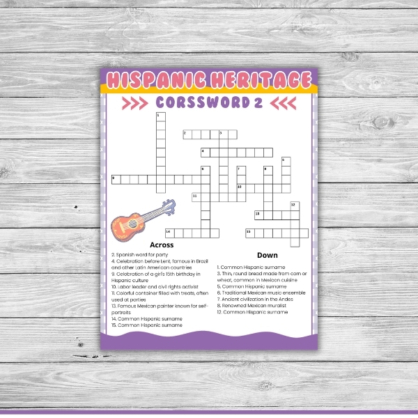 Hispanic heritage month activities - Crossword Puzzles Games Worksheet