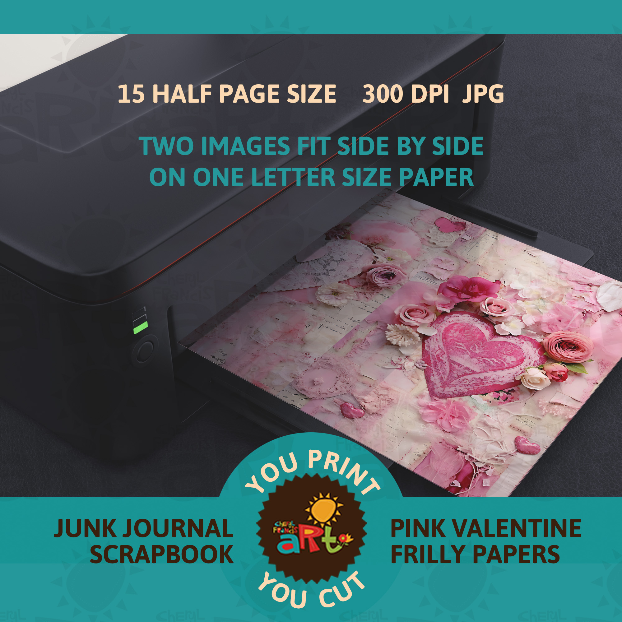 15 pc Frilly Pink Valentine Collage Printable Junk Journal Half Papers ...