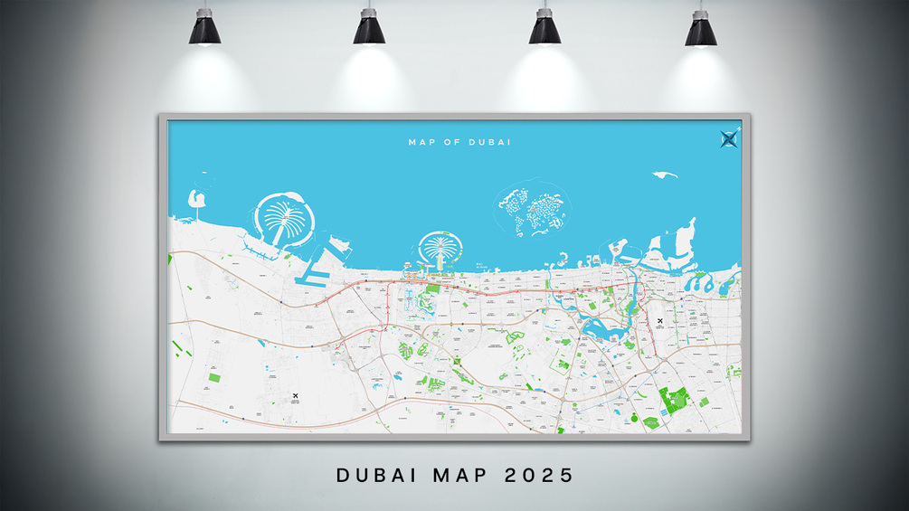 Dubai Map 2025 with Metro Stations