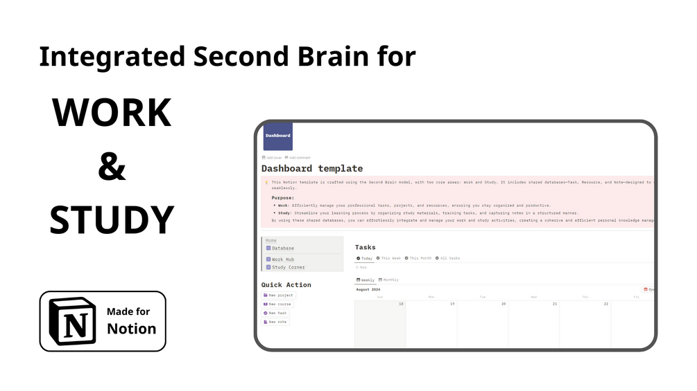 Integrated Second Brain for Work and Study (Notion Template)