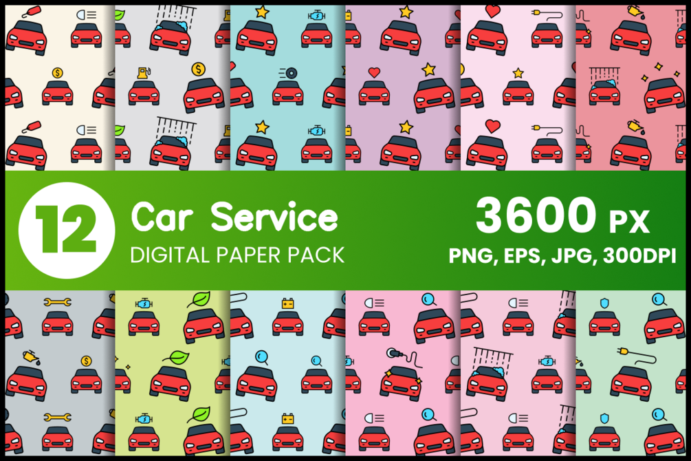 Car Service 12 Digital Paper Set