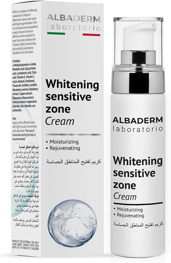 ALBADERM Whitening Sensitive Zone Cream For Brighten and Soothe Delicate Skin with Rejuvenating Care