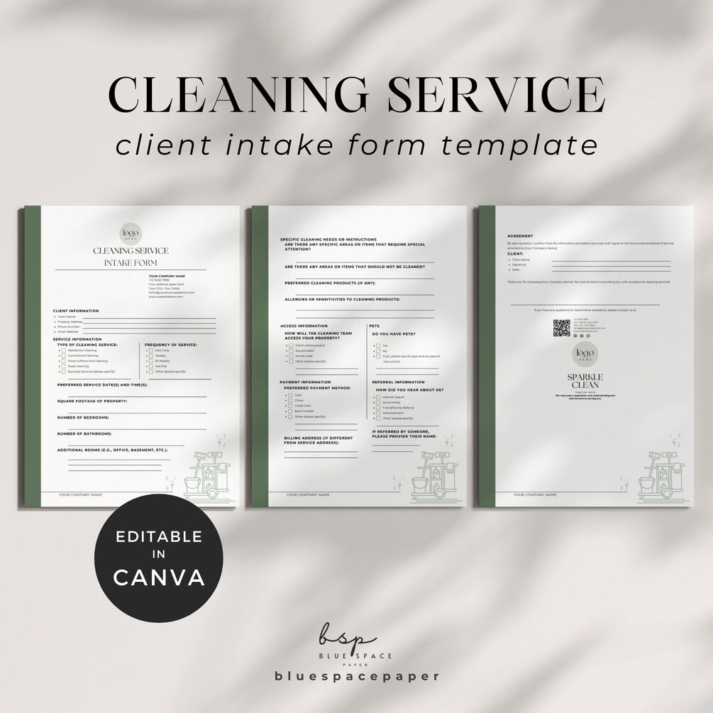Cleaning Services Client Intake Form Template - DO044