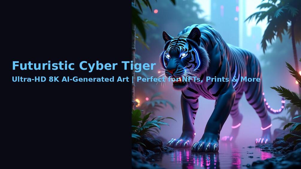 Futuristic Cyber Tiger & Warrior – Ultra-HD Sci-Fi AI Art