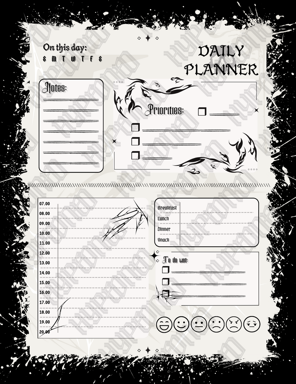 Gothic Daily Planner PDF Printable