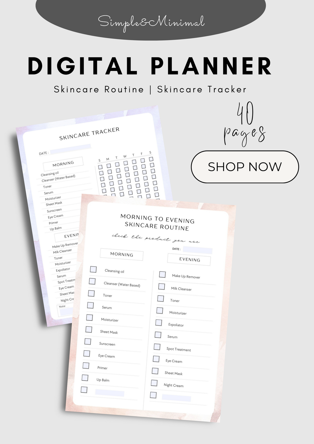 Skincare Routine Planner Printable, Skincare Tracker, Fillable, Beauty ...