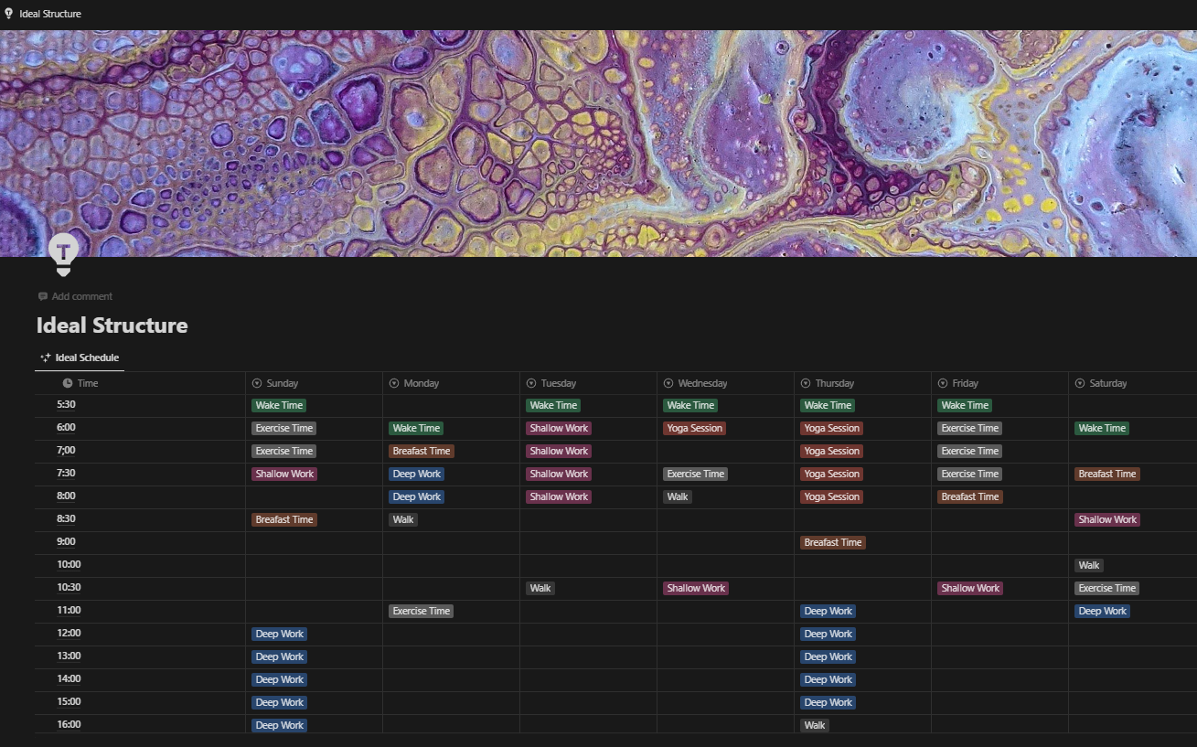 Time Blocking Calender