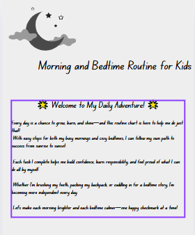 Morning and Bedtime Routine Checklist for Kids