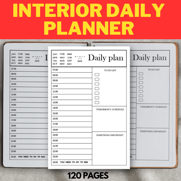 120 Pages Interior daily planner pdf for KDP