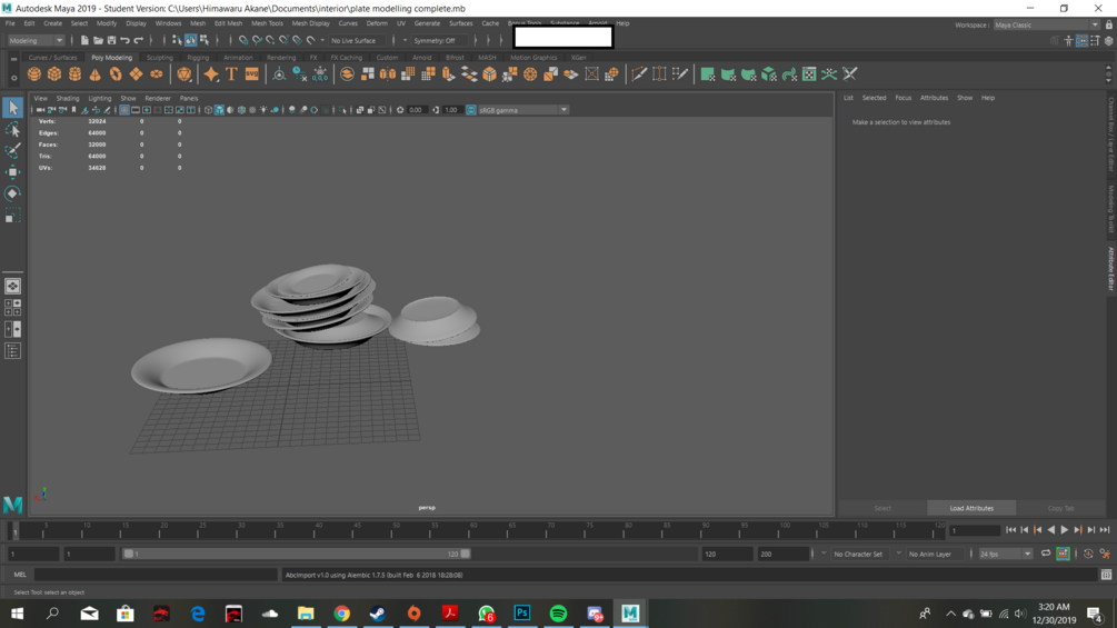 Interior Maya 2019 3D Design - Plate