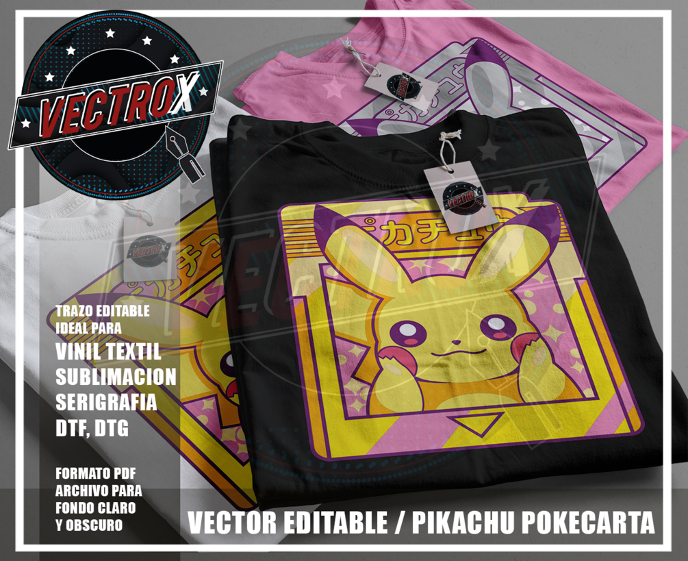 Vector Editable - Pikachu Pokecarta