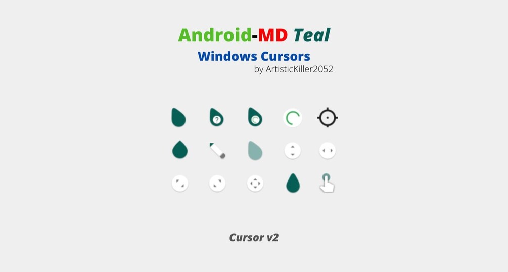 Android Material Design v2 Teal Cursor Windows 11/10/7
