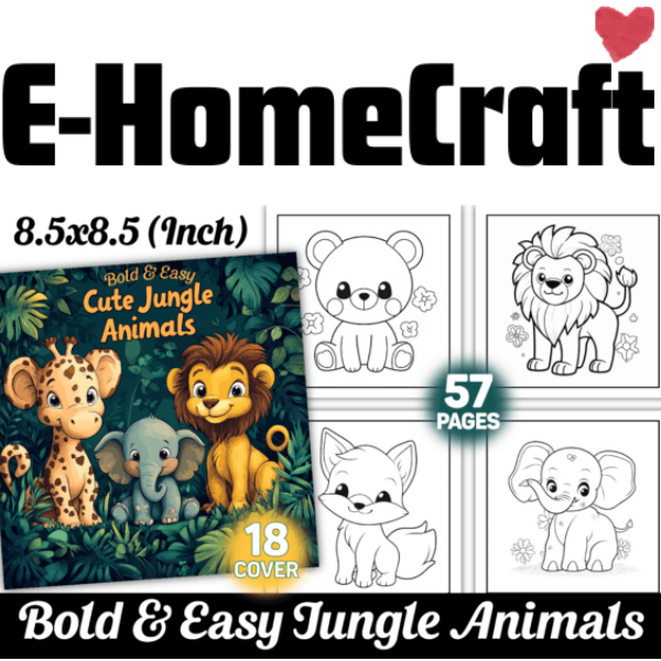 Bold & Easy Jungle Animals Coloring Book