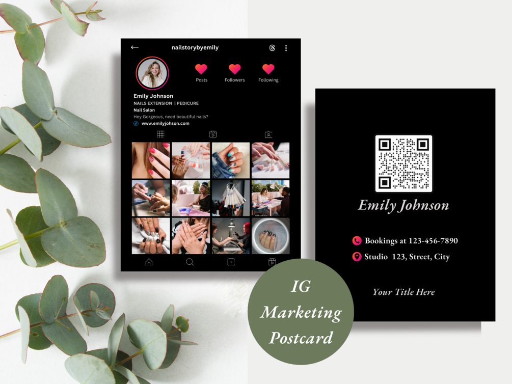 Black Instagram Marketing Postcard Template