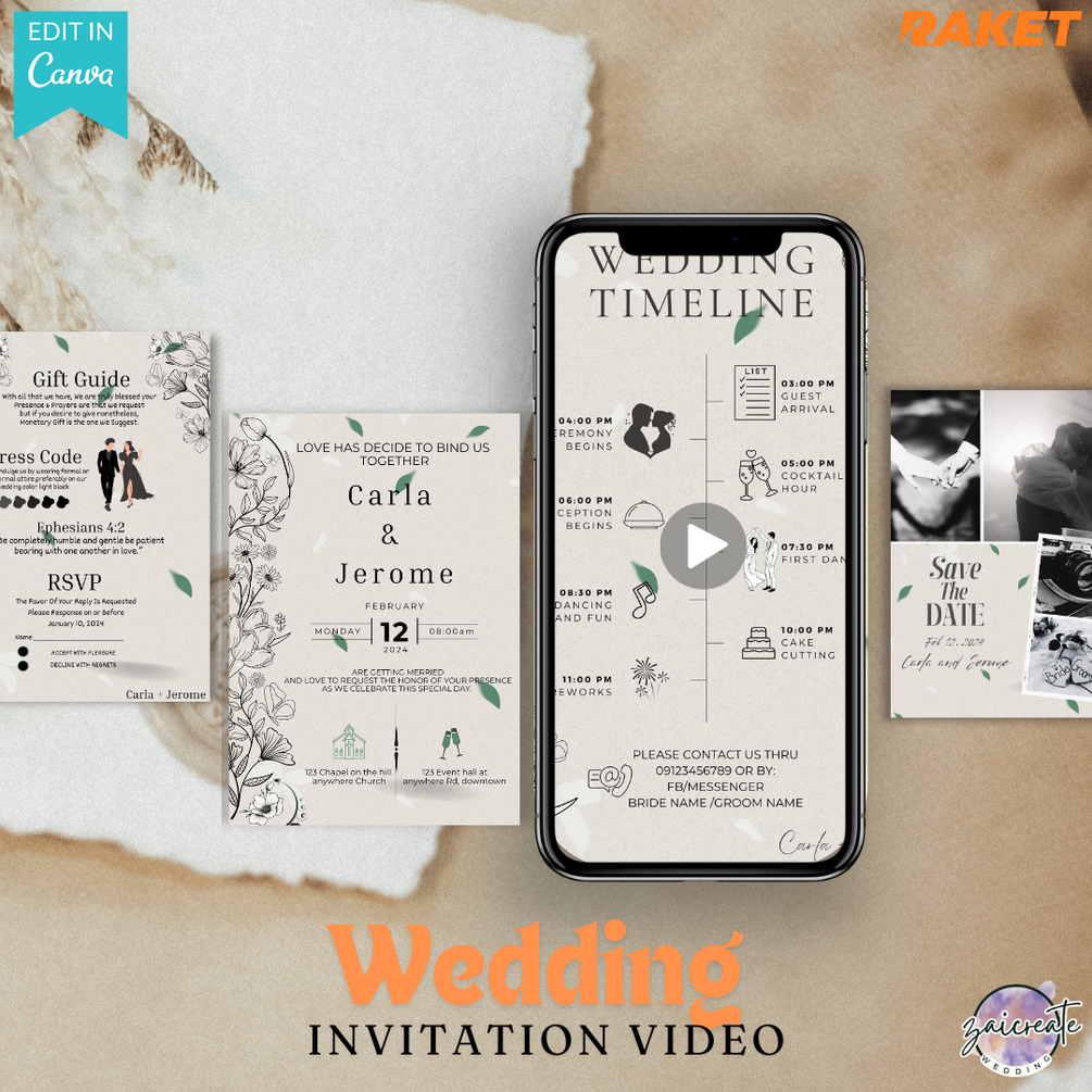 Wedding Invitation clip (Grey and Black Modern)