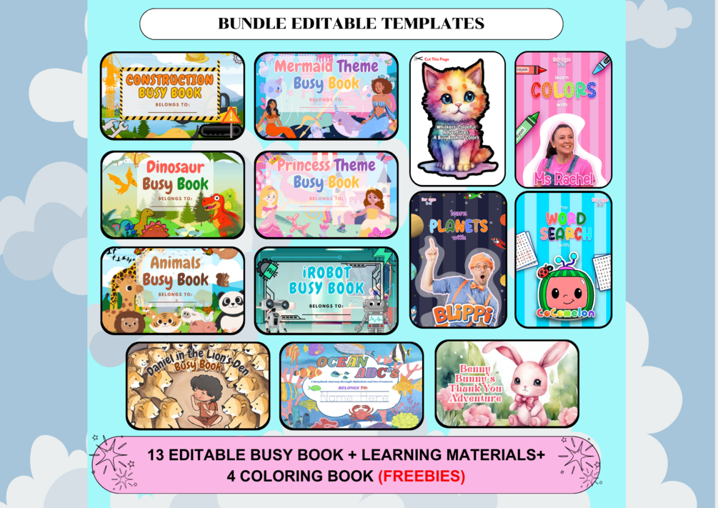 17 Editable Busy Books Template Bundle (13 busy books and learning ...