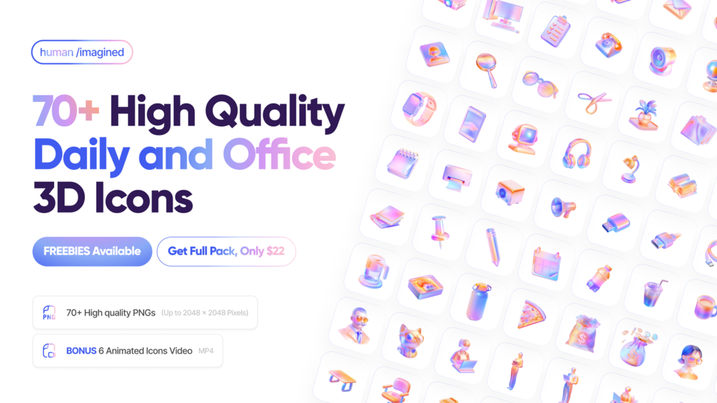 Daily and Office 3D Icon Pack - 70+ High Quality icons