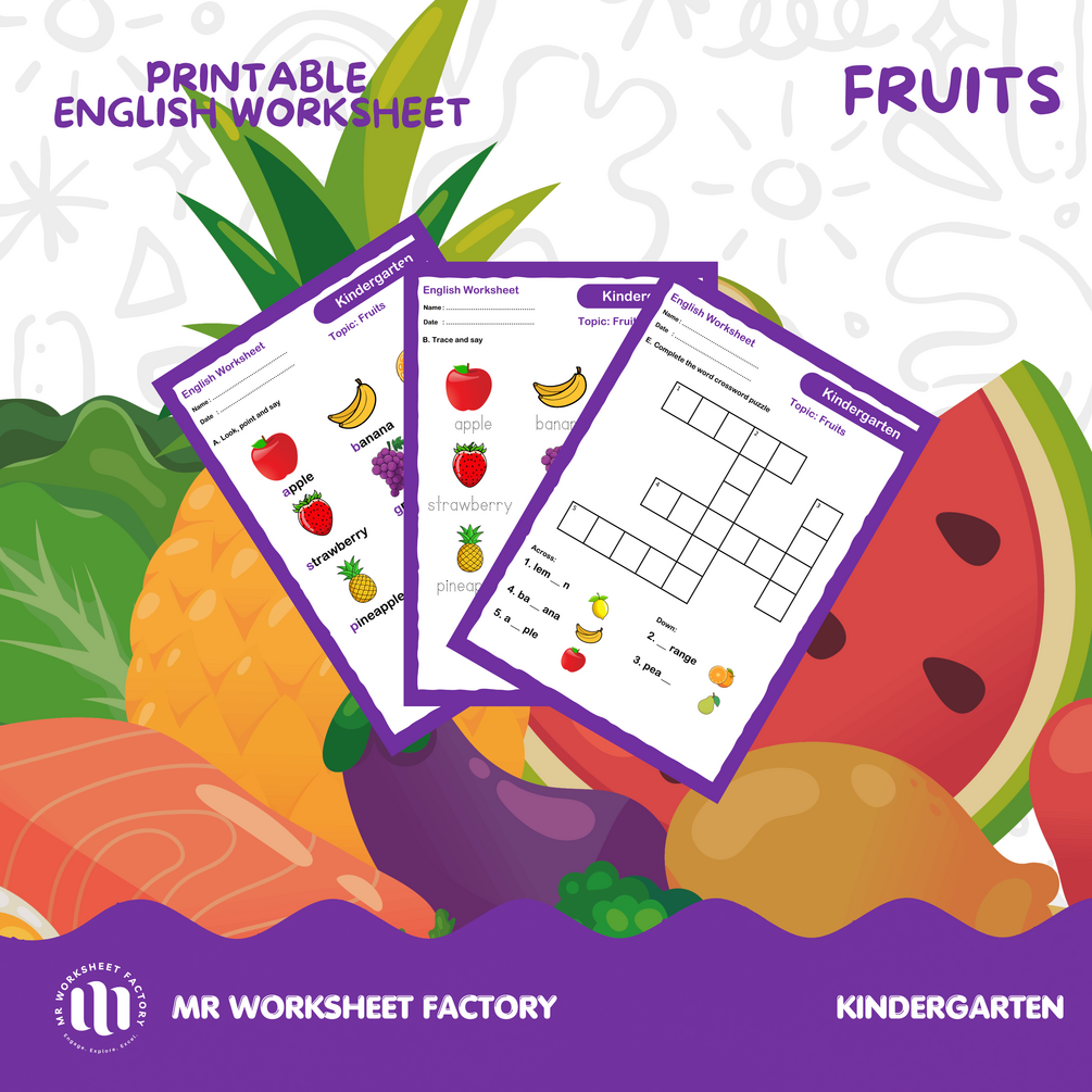 Fruits Worksheets for Kindergarten - 5 Fun and Engaging Pages
