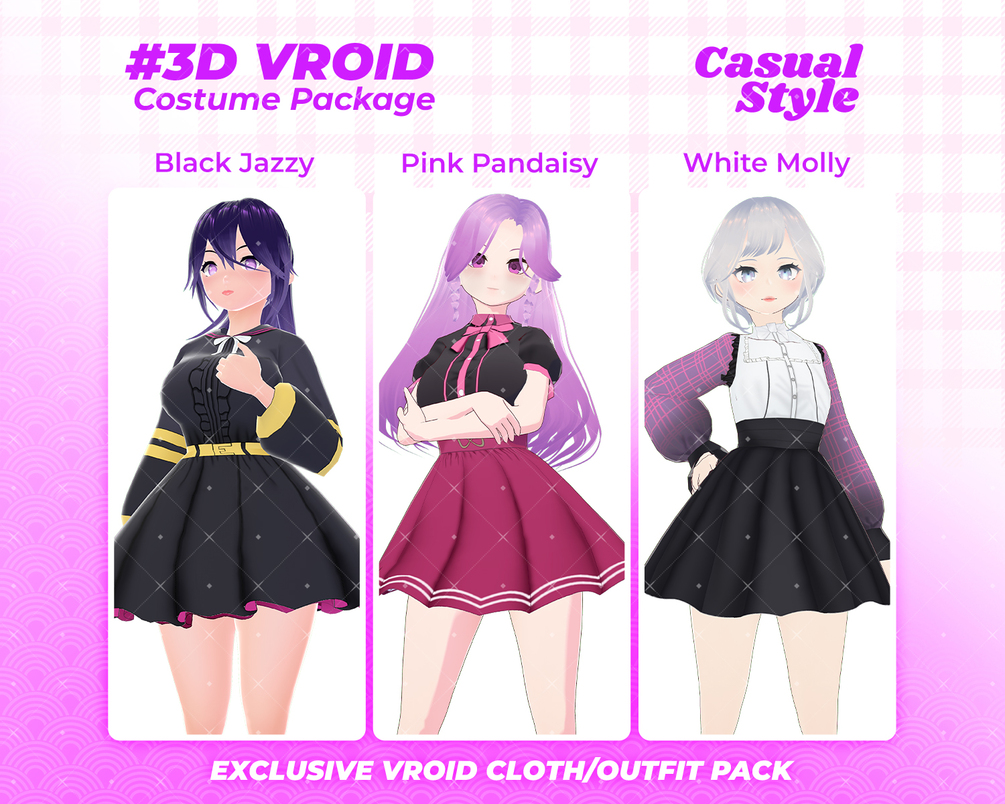 3D VRoid Clothing Pack, Doll Clothes, 3d, Vroid Clothes, Vroid Outfit ...