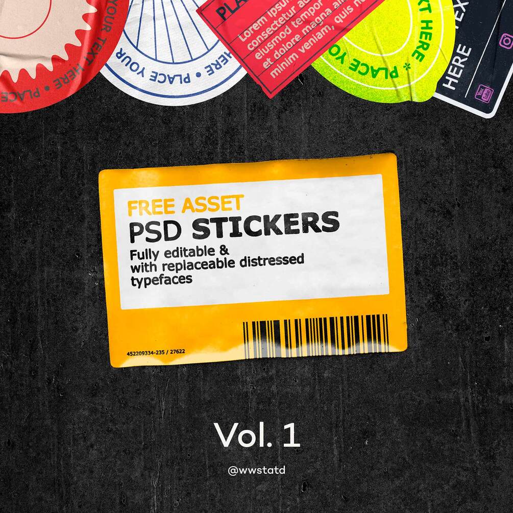 Free Asset - PSD STICKERS Vol. 1 - Fully editable