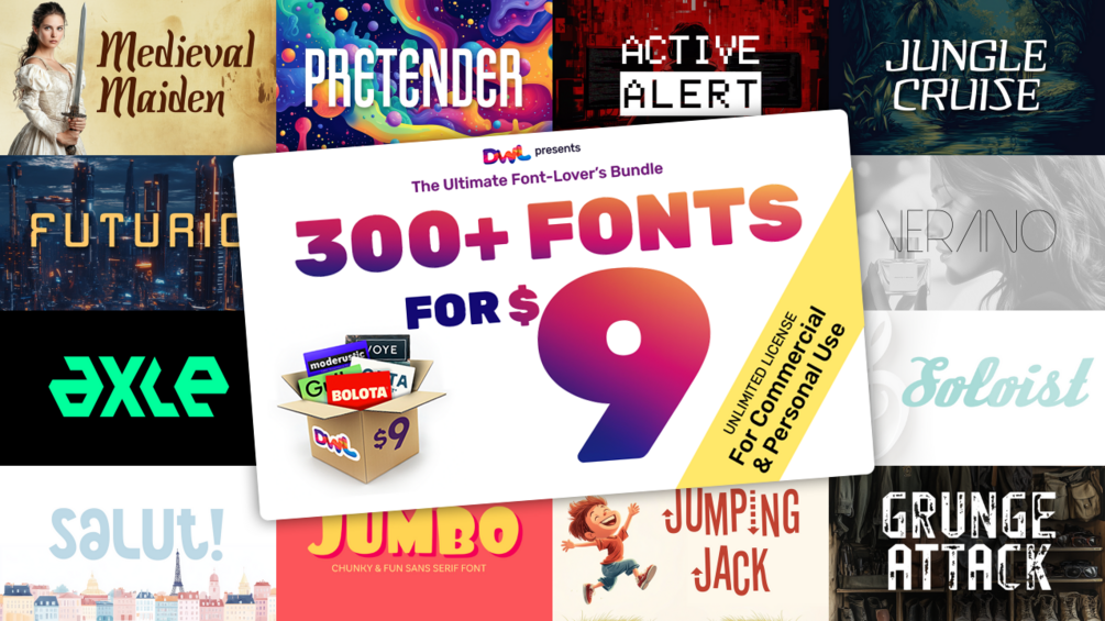 Font-Lover's Ultimate Bundle (300+ Fonts)