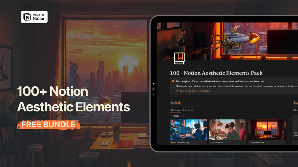 100+ Notion Aesthetic Elements Pack