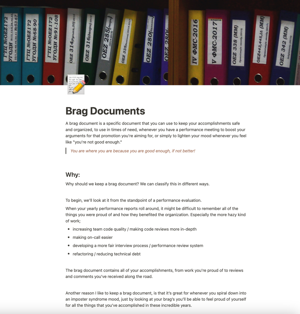 Ultimate Notion Brag Document Template - Data Specialists Edition