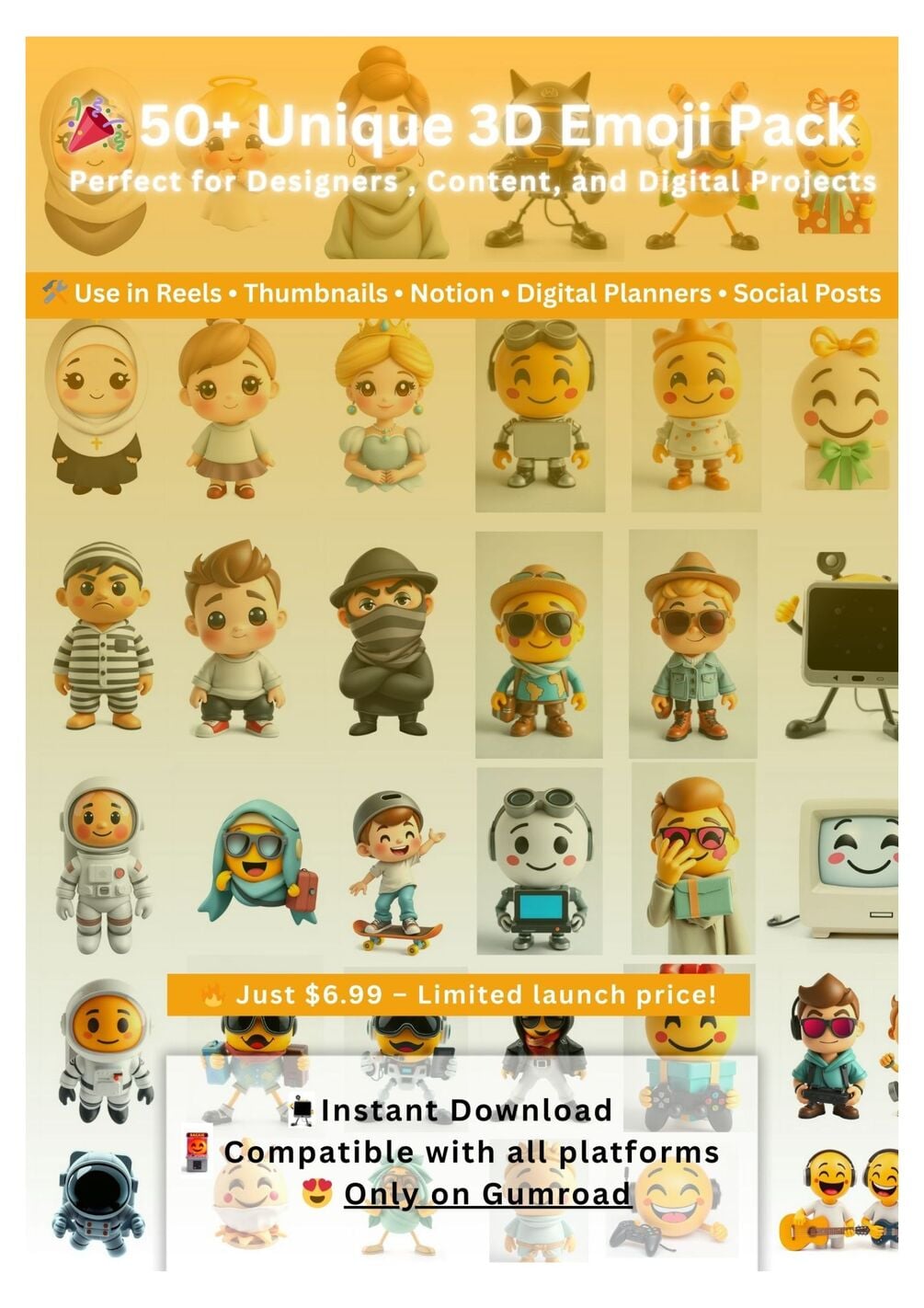 50+ Unique 3D Emoji Pack – For Creators & Designers