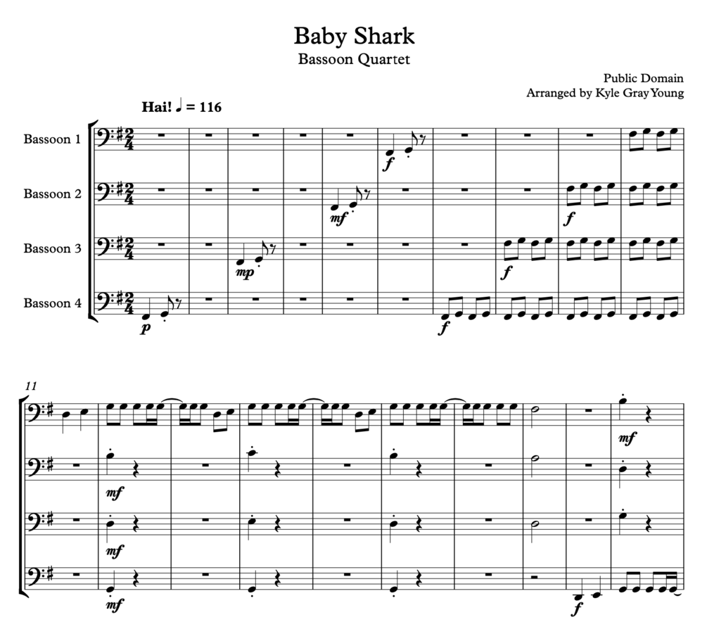 Baby Shark (bassoon quartet)