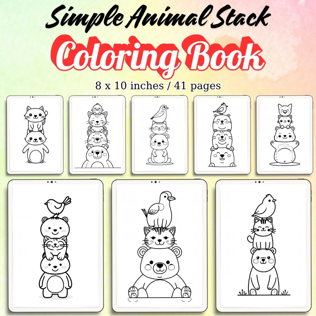 Simple Animal Stack Coloring Pages / Sheets of Simple Animal Stack ...