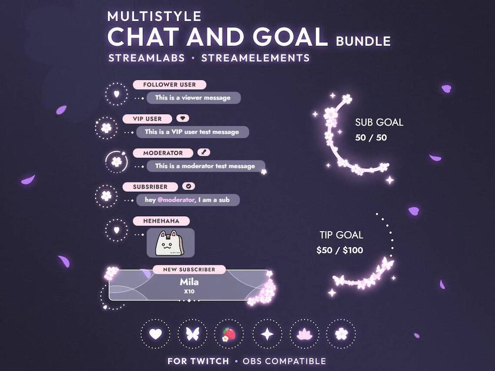 Bundle: Chat and Widget Themes | 6 Decoration Options | Twitch