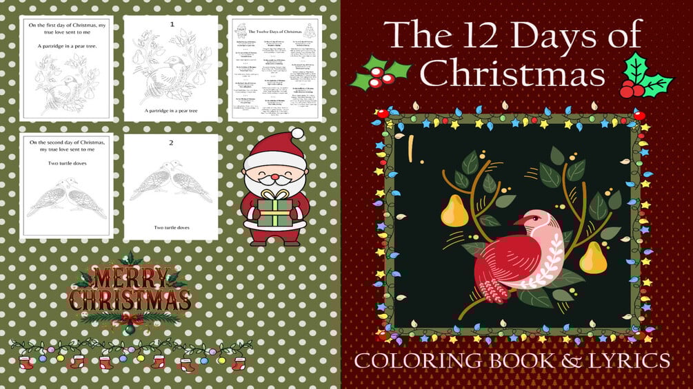 The 12 Days of Christmas Coloring Page Plus Lyrics: A Fun Coloring ...
