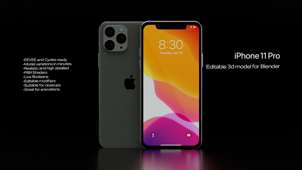 Iphone 11 pro editable model for blender